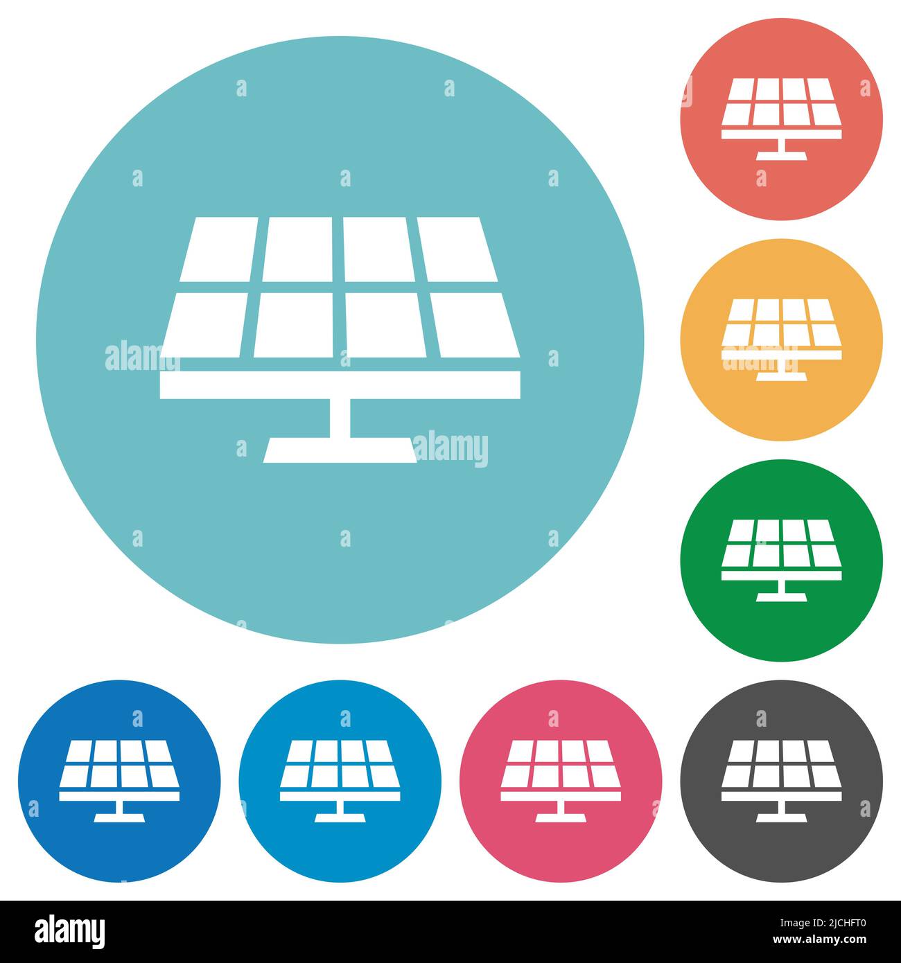 Solar panel solid flat white icons on round color backgrounds Stock ...
