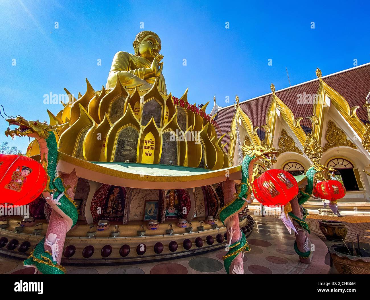 Aerial view of Wat Sam Phran the Dragon temple in Nakhon Pathom ...