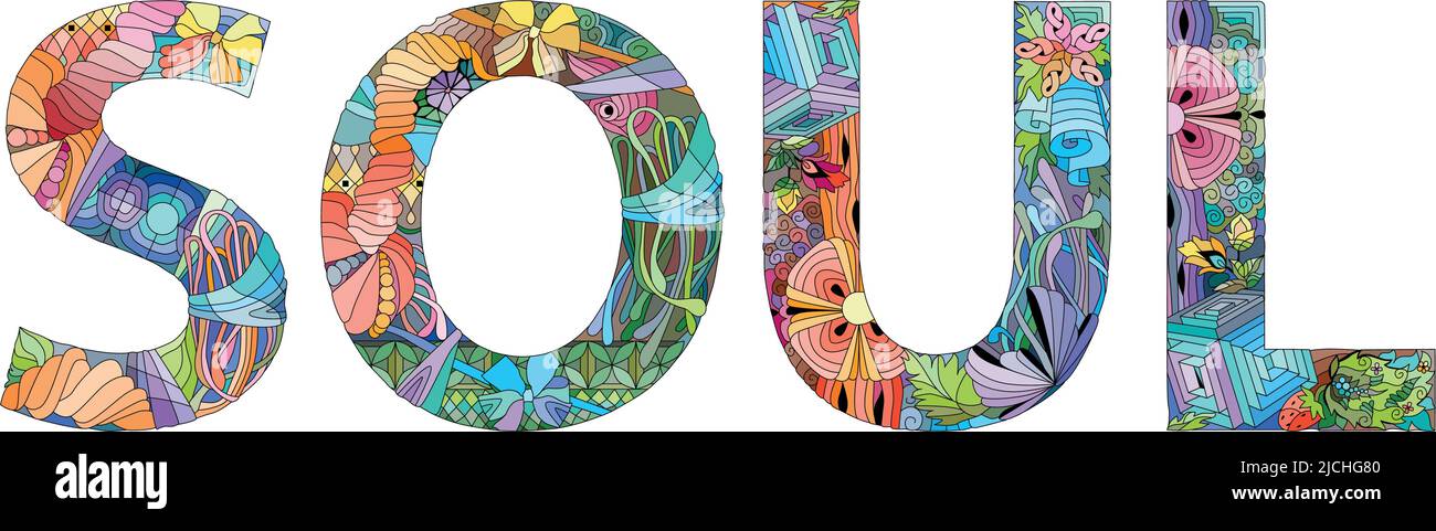 Hand-painted art design. Hand drawn illustration words SOUL for t-shirt ...