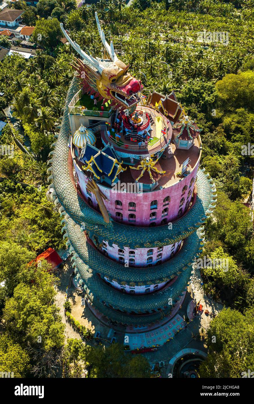 Aerial view of Wat Sam Phran the Dragon temple in Nakhon Pathom ...