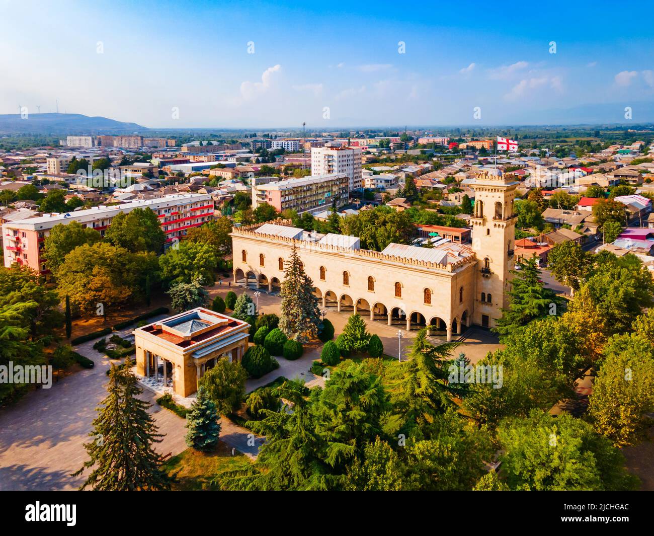 The Joseph Stalin Museum aerial panoramic view in Gori, Georgia. Museum ...