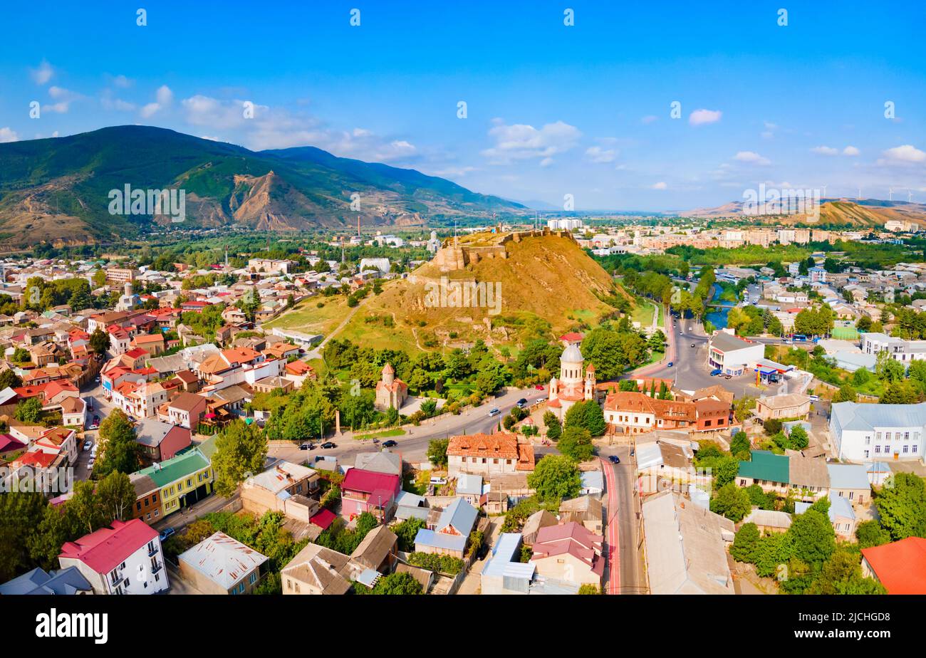 Gori town aerial panoramic view, Georgia. Gori is a city in eastern ...