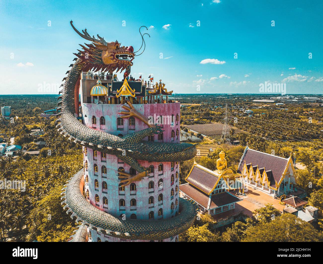Aerial view of Wat Sam Phran the Dragon temple in Nakhon Pathom, Thailand Stock Photo - Alamy