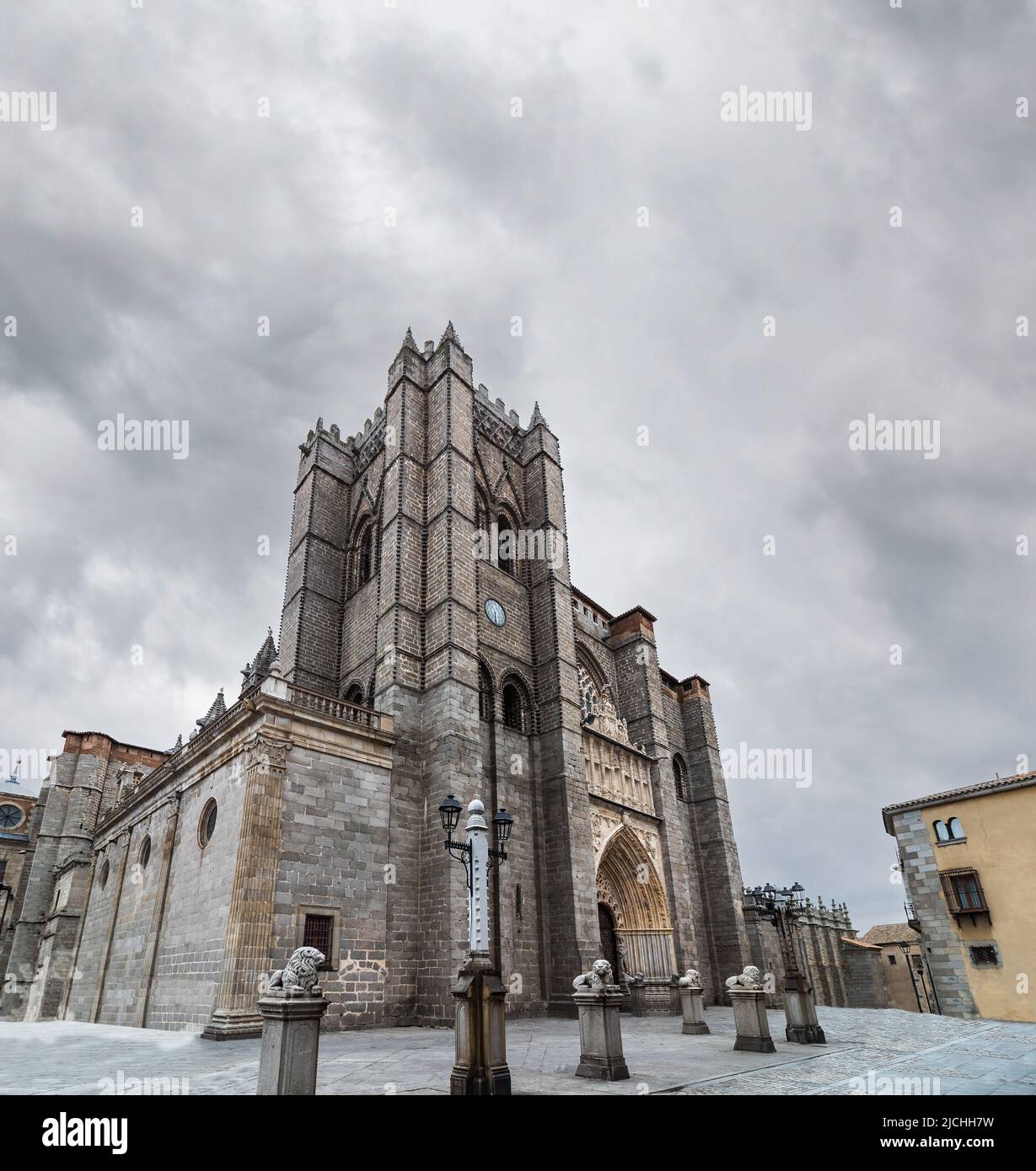 Main entrance of Avila Cathedral, Castile and Leon, Spain Stock Photo ...