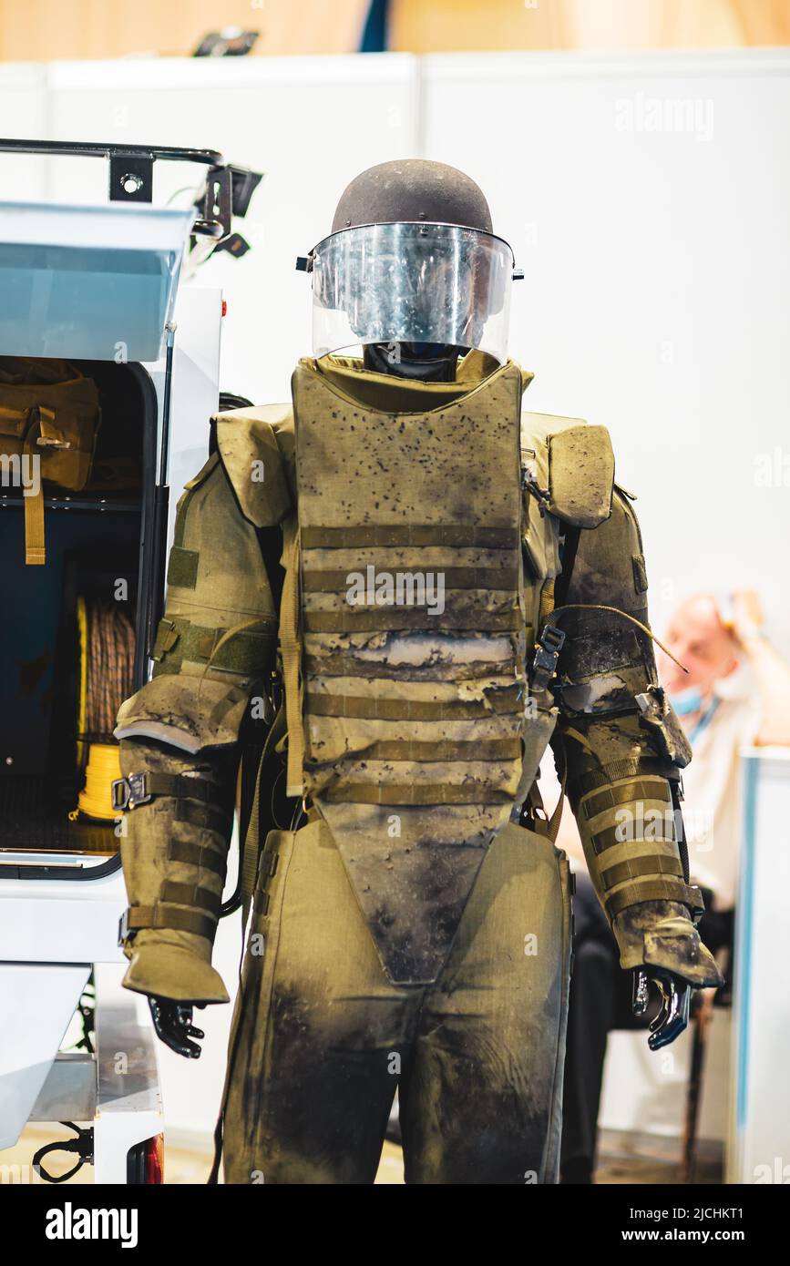 Protective suit for demining mines and shells Stock Photo - Alamy