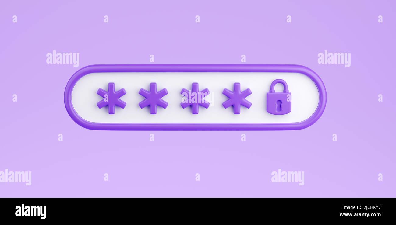 Locked Password Field With Closed Padlock 3d Render Input Box With Asterisks For Passcode Or