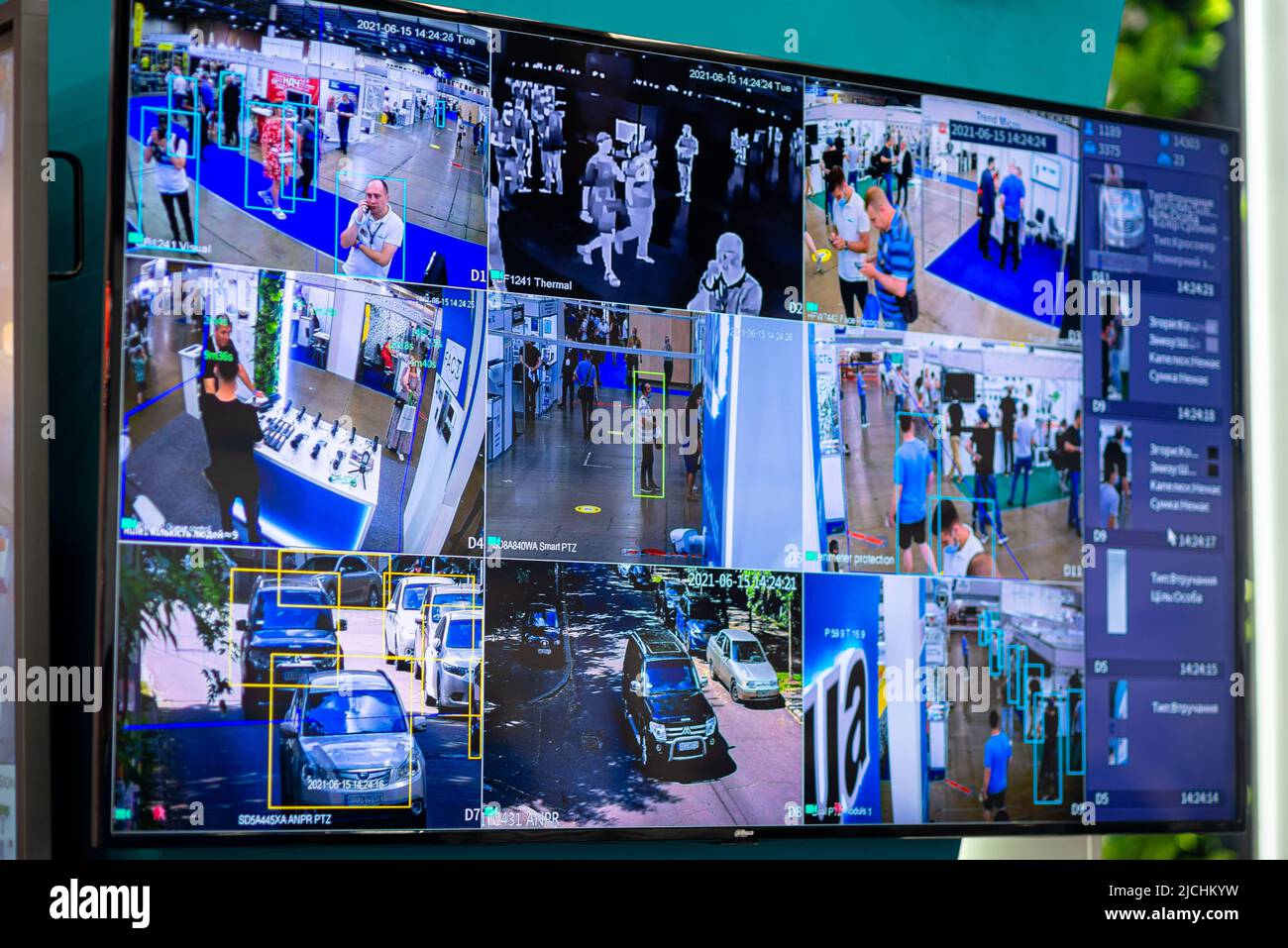 Kyiv, Ukraine - June 15, 2021: Intelligent people tracking and analysis ...
