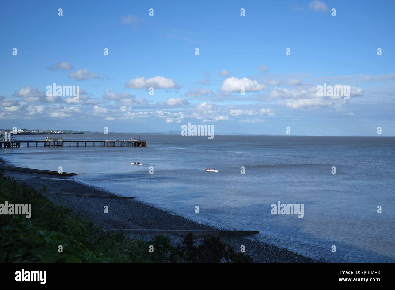View over Penarth Beach with Pier in the Distance South Wales UK Stock ...