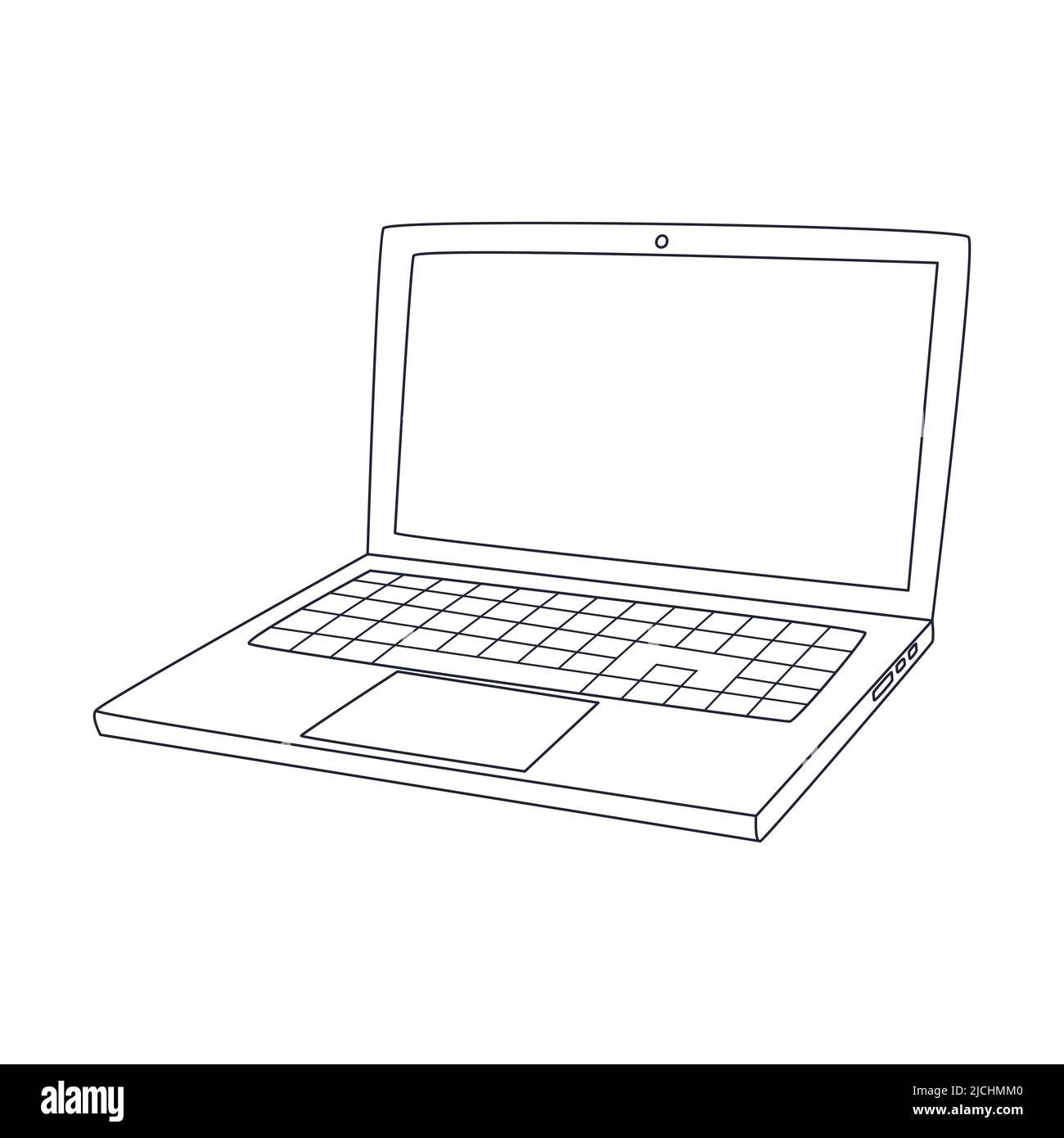 An open laptop with a blank screen. A electronic device with an empty ...