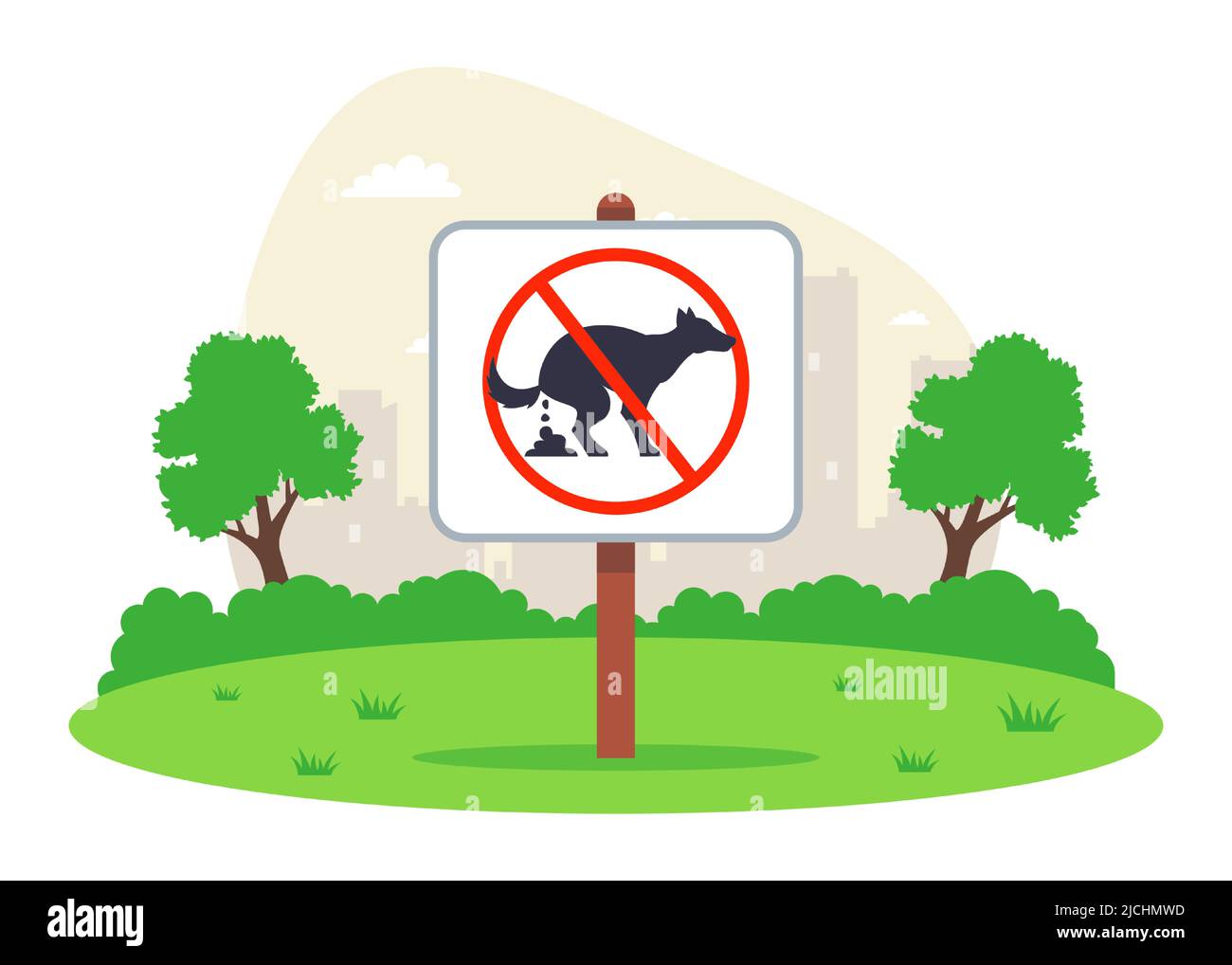 ban on walking dogs on the lawn. prohibition of dog poop. flat vector ...