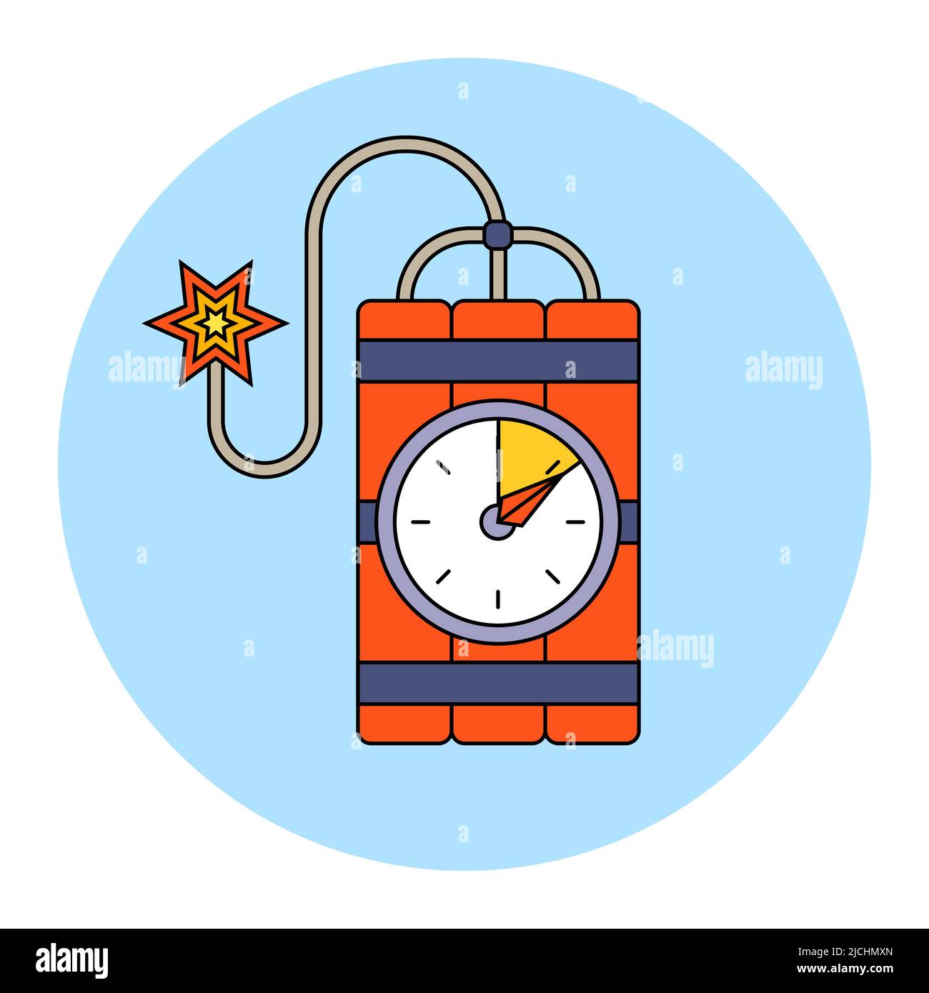 red dynamite with a stopwatch and a burning wick. the bomb will go off ...