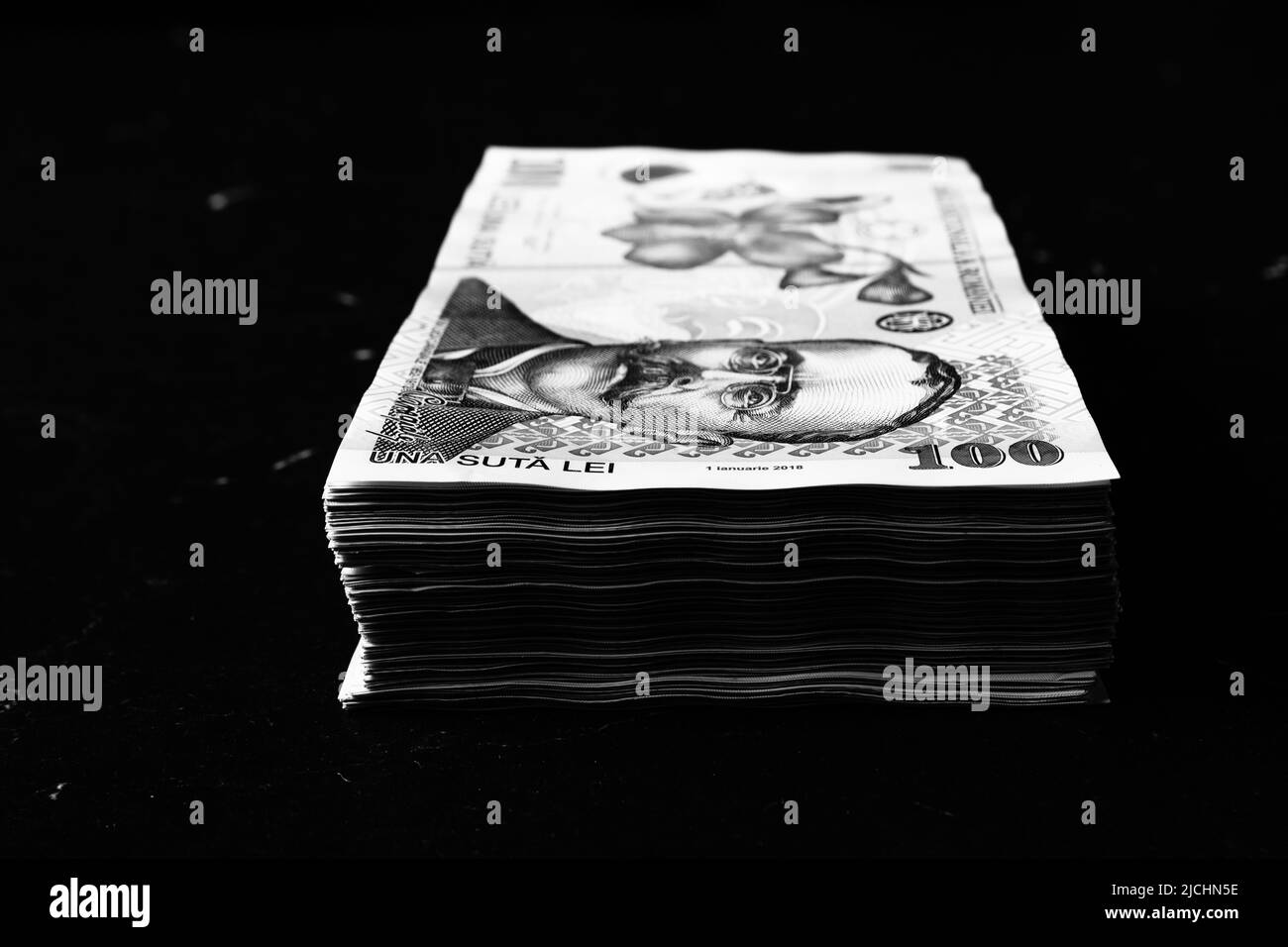 Stack of LEI Romanian money. RON Leu Money European Currency Stock ...