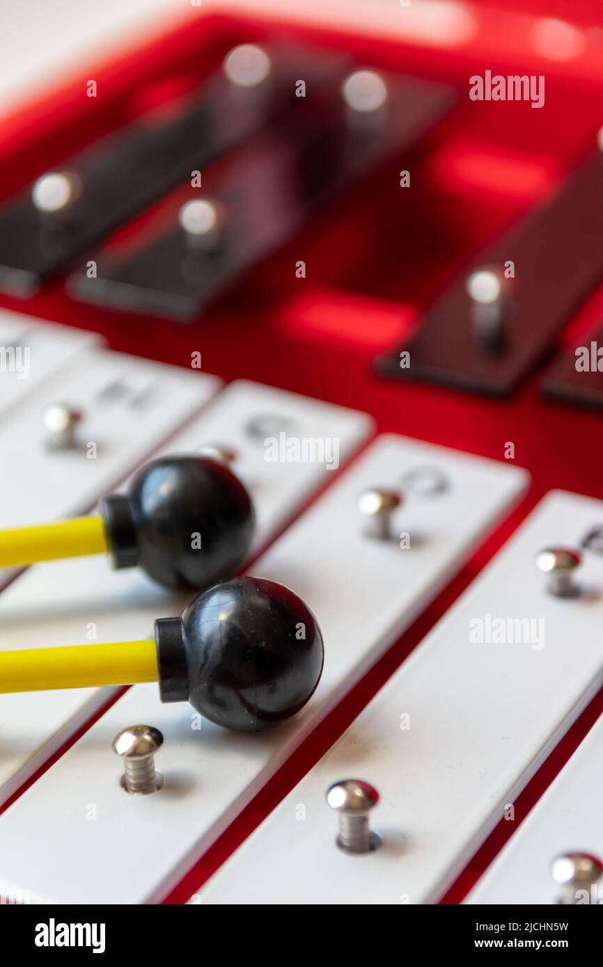 Portable xylophone or sticcado with drum sticks for educational music ...