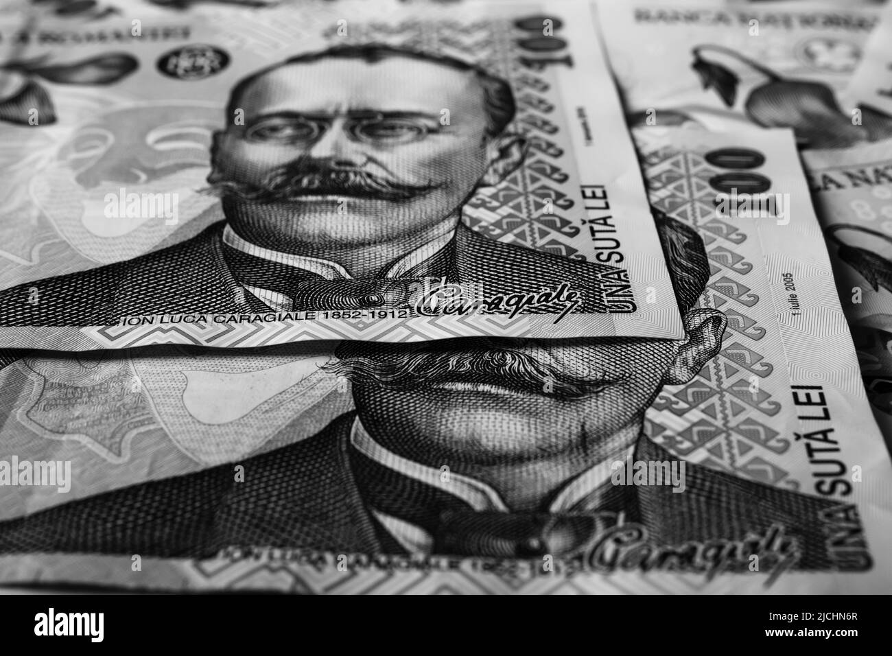 Stack of LEI Romanian money. RON Leu Money European Currency Stock ...