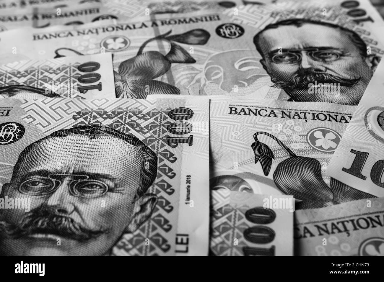 Stack of LEI Romanian money. RON Leu Money European Currency Stock ...