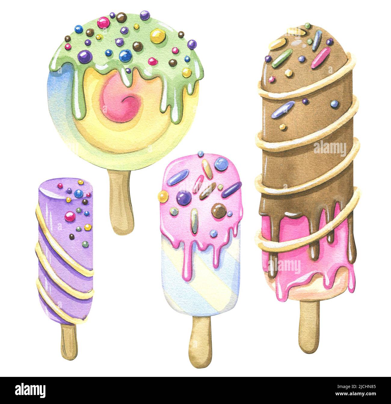 Popsicle ice cream is different versions with icing and colored ...
