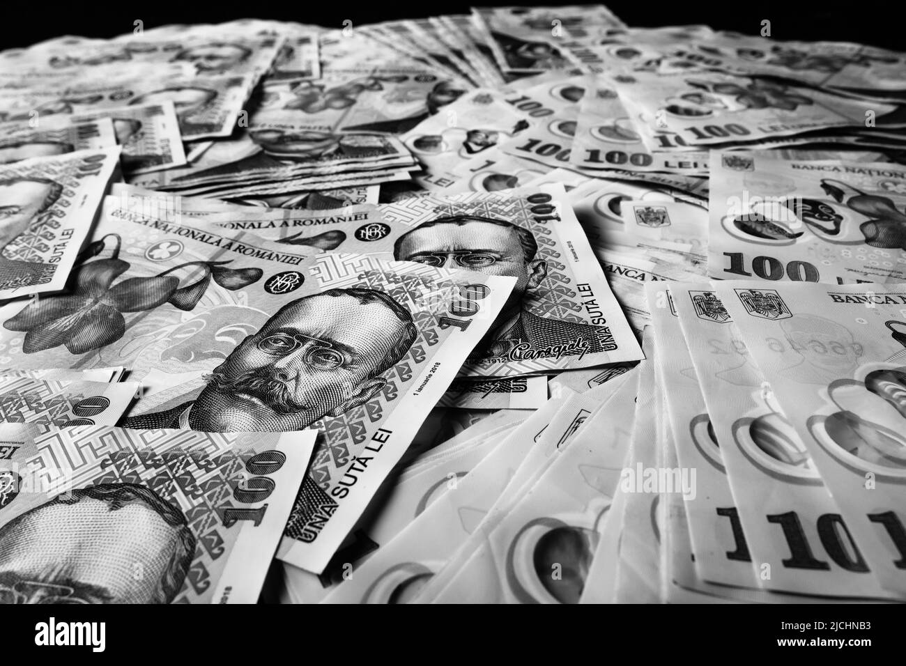 Banknotes romanian money bank Black and White Stock Photos & Images - Alamy