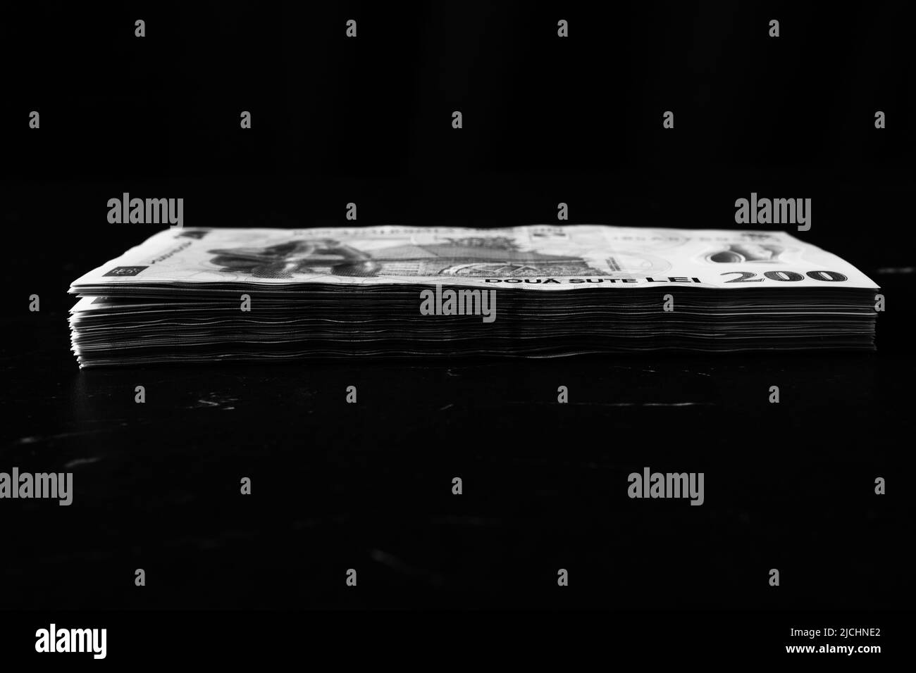 Stack of LEI Romanian money. RON Leu Money European Currency Stock ...