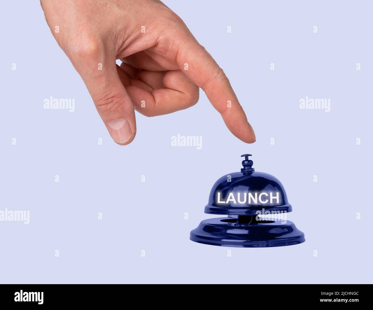 Launching abstract project concept, pressing start button. High quality ...