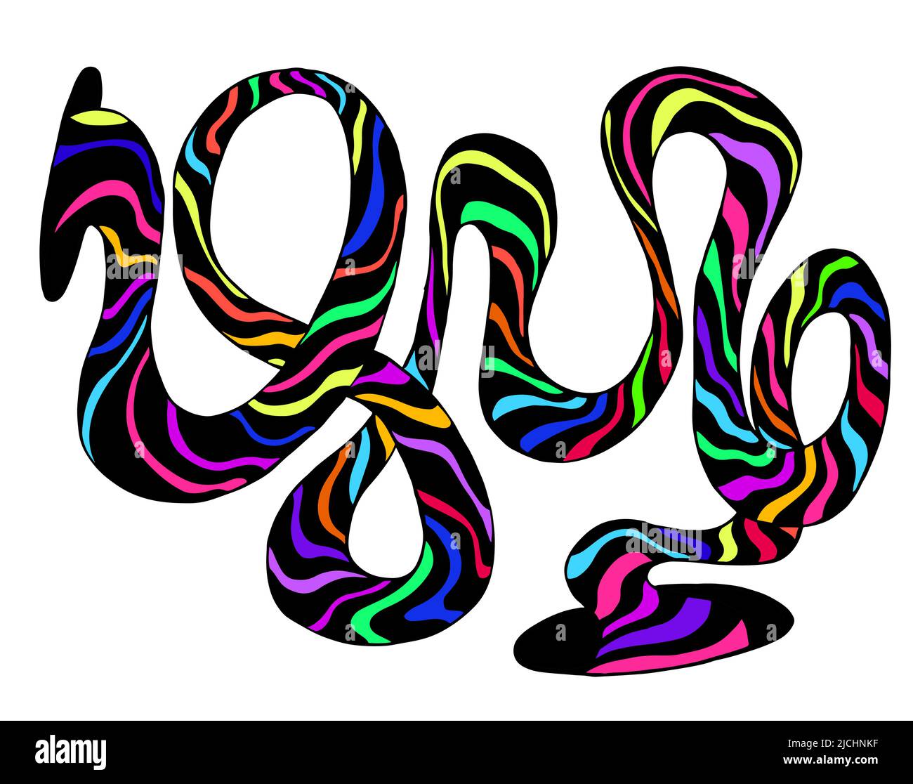 Rainbow funny colorful doodle dizzy element, isolated on white ...