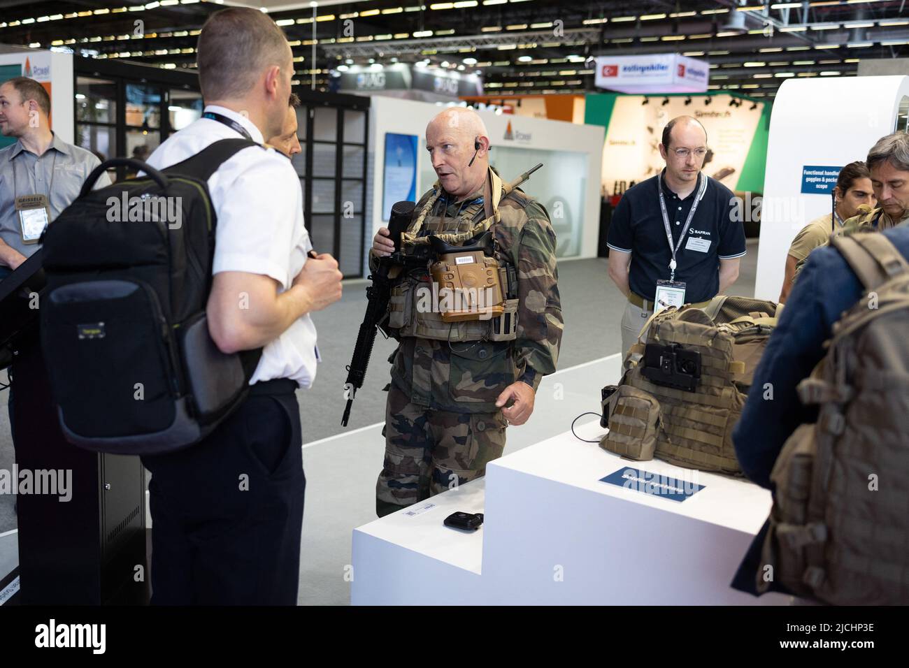Paris, France, June 13, 2022. Safran stand at the Eurosatory ...