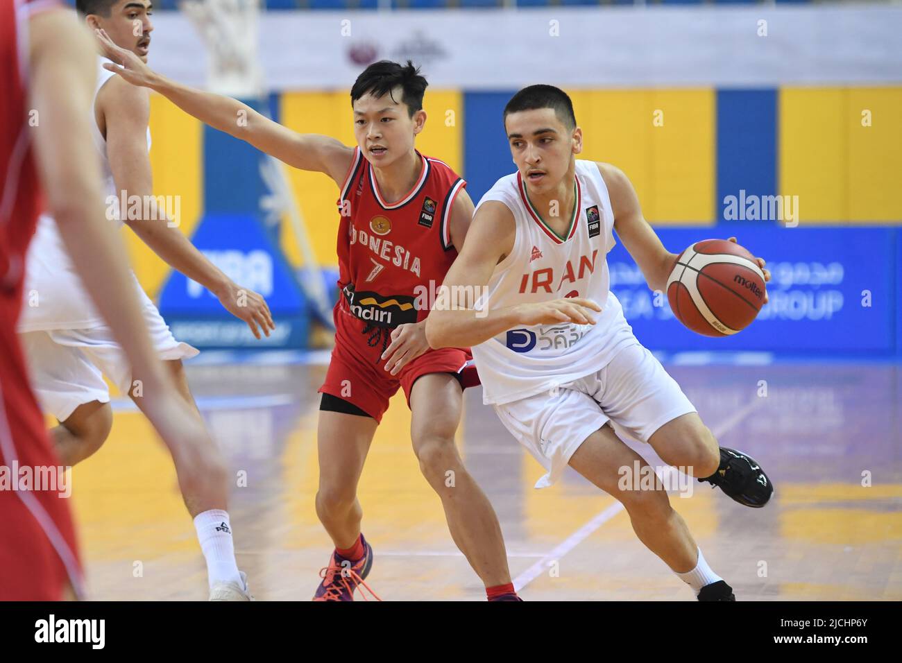 Mohammad Mahdi Heydari (R) of Iran Basketball team in action during the ...