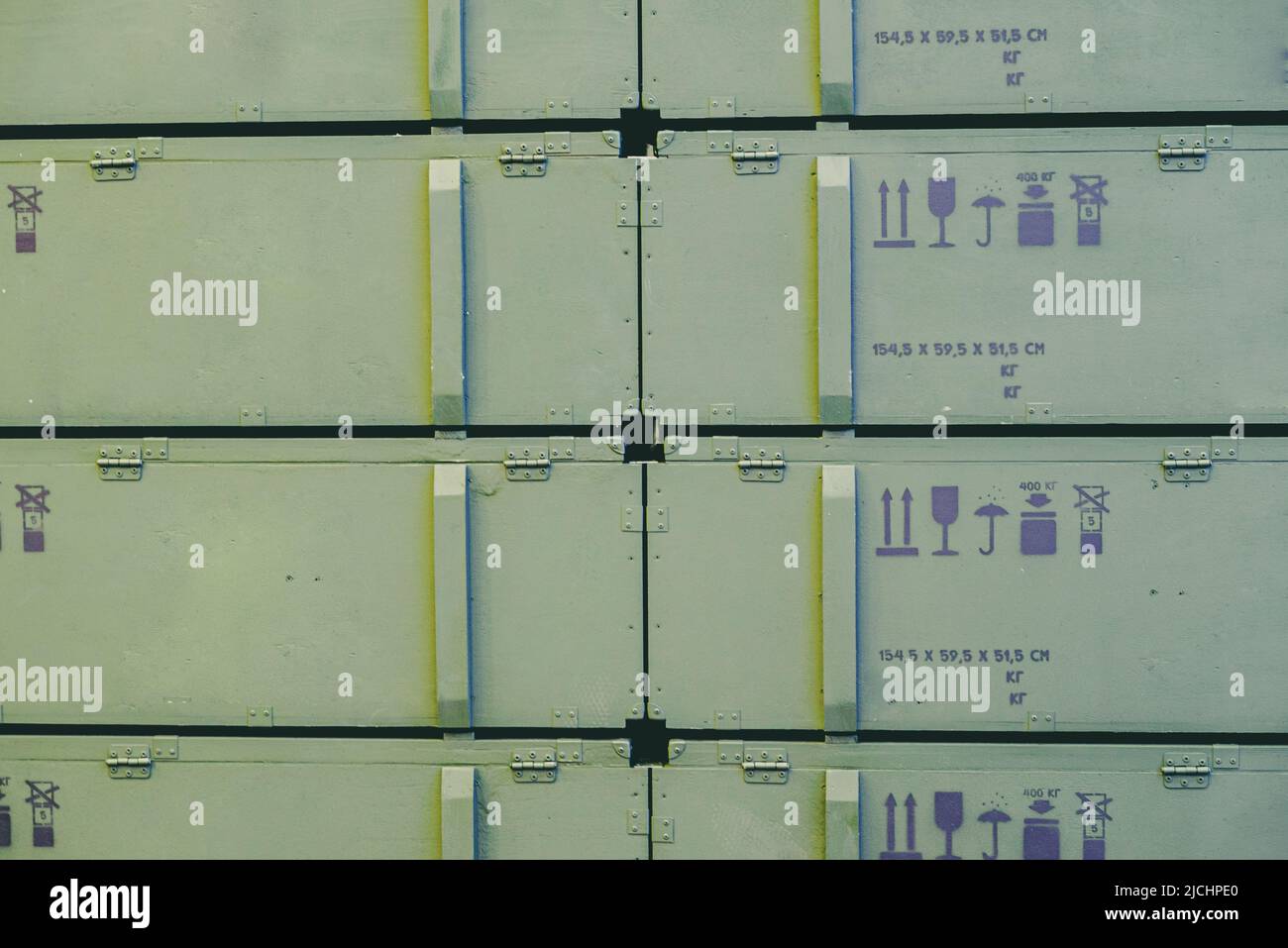 Armory. Green wooden weapon boxes Stock Photo - Alamy