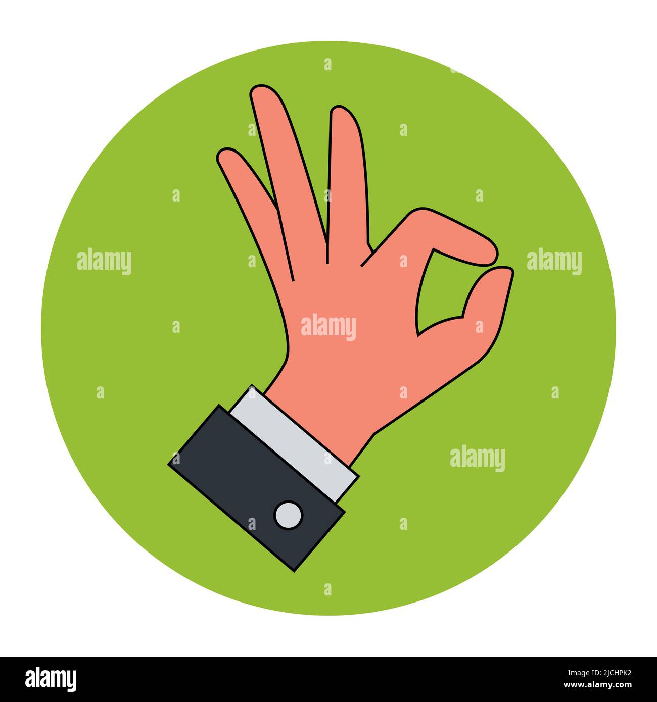 gesture with your hand and show approx. all right. flat vector ...