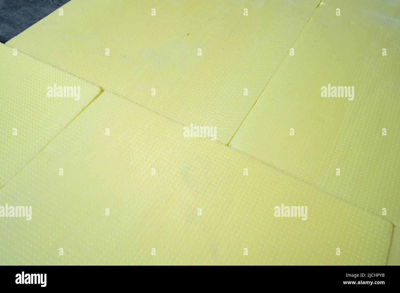 Installation of expanded polystyrene for floor insulation, expanded ...