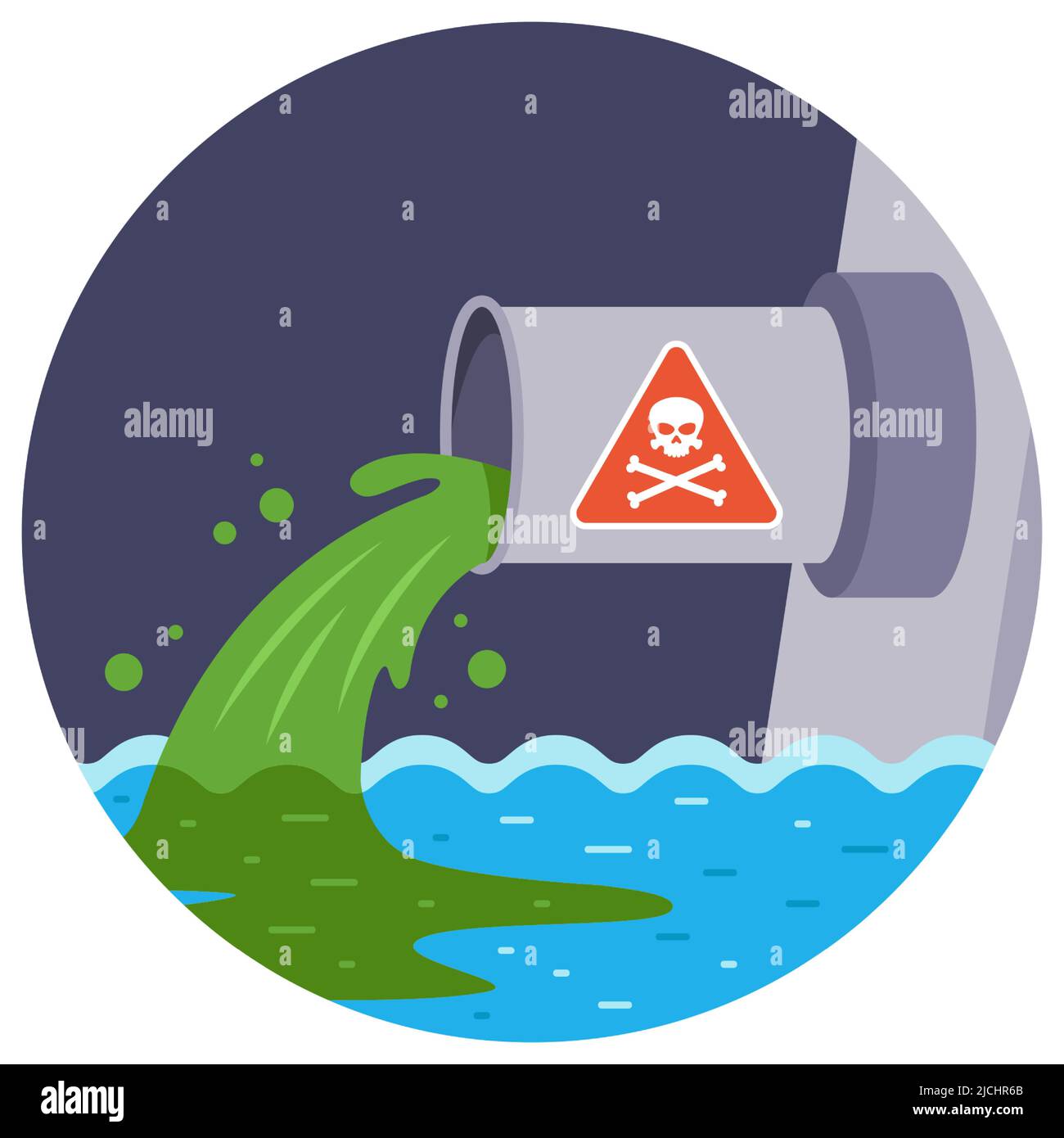 pipe pours polluted water into the river. waste from the plant is ...