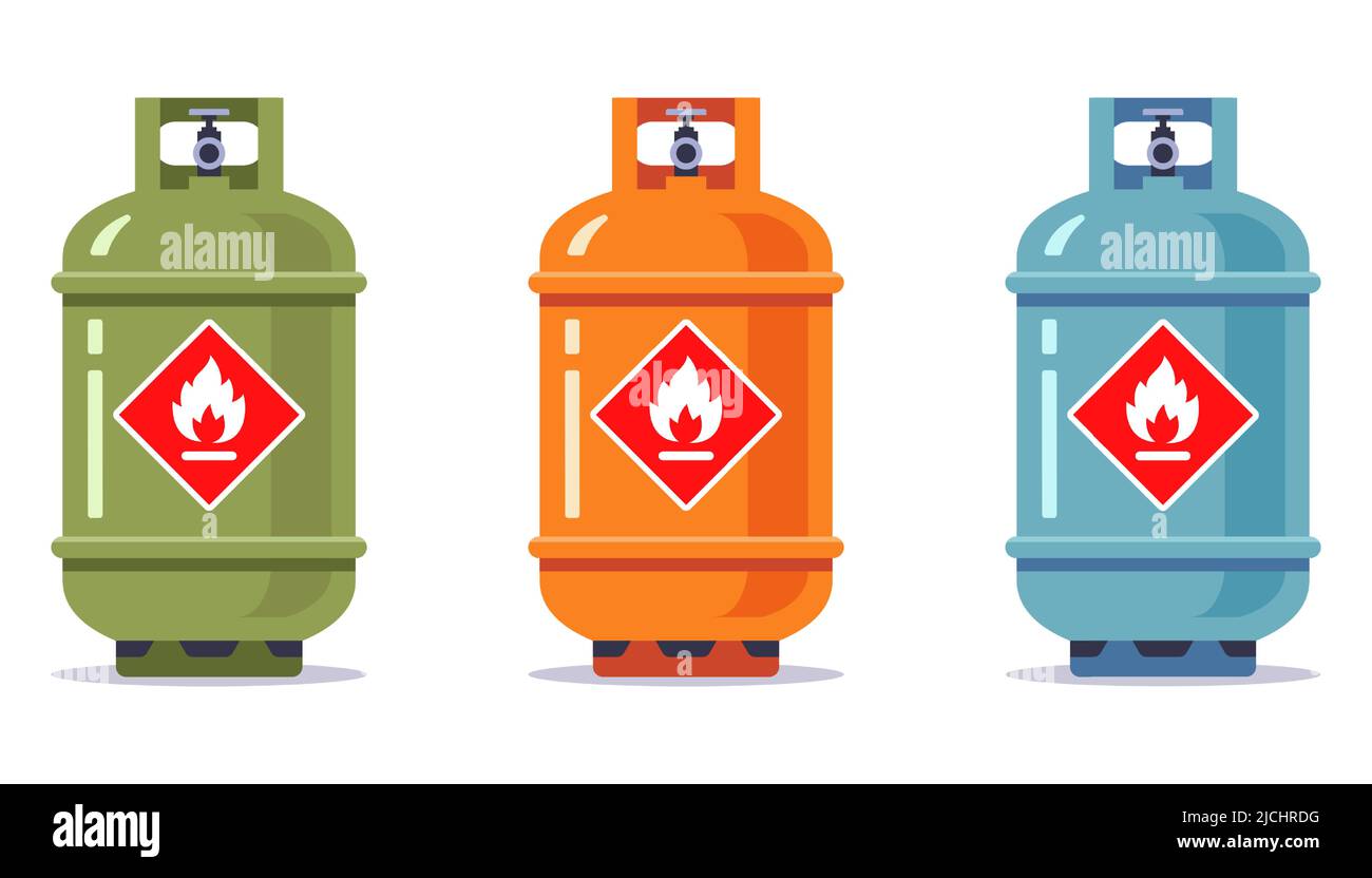 iron cylinder with liquefied gas for cooking. flat vector illustration ...