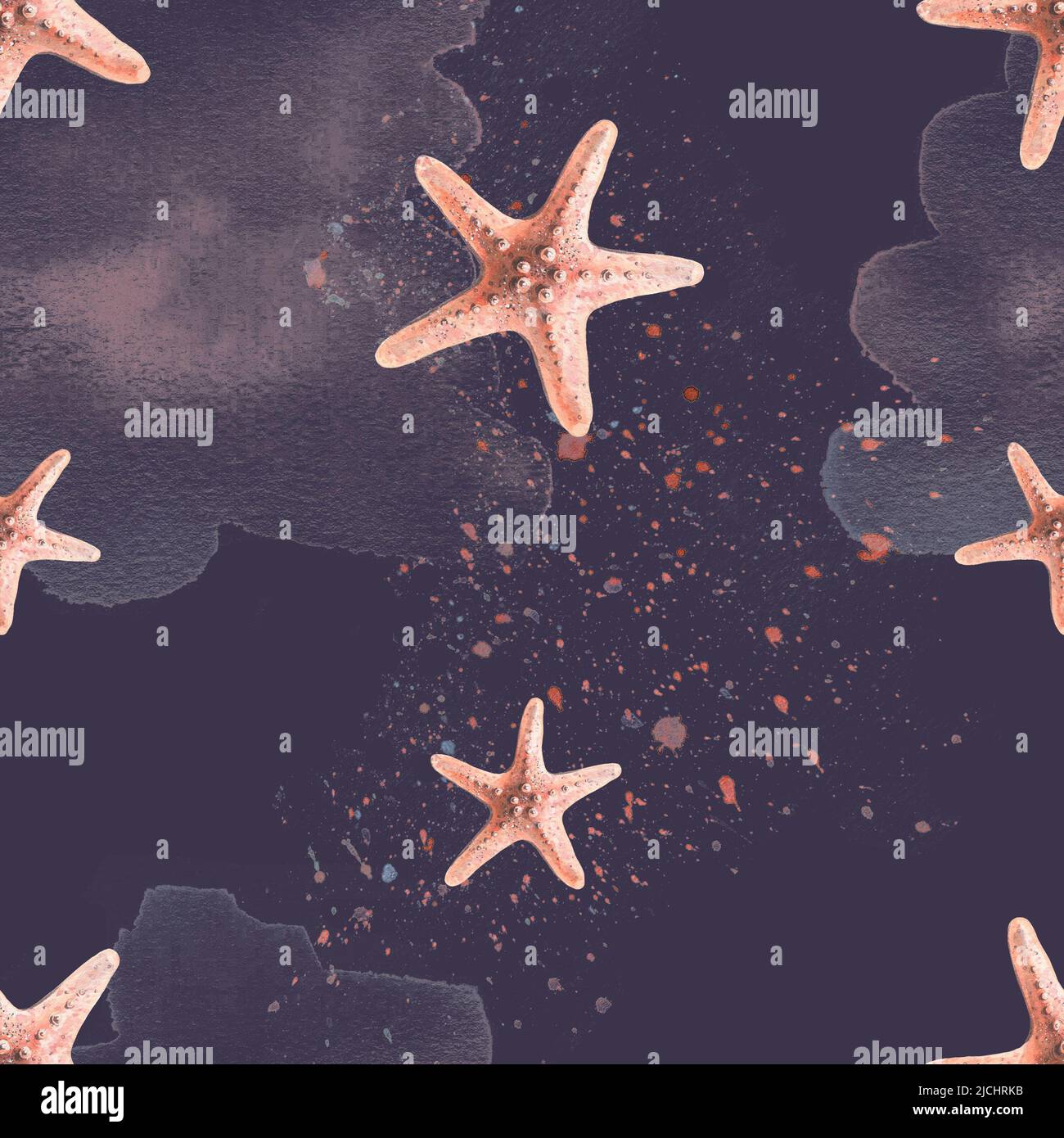 Watercolor illustration pattern starfish, water, sea, ocean. Simple ...