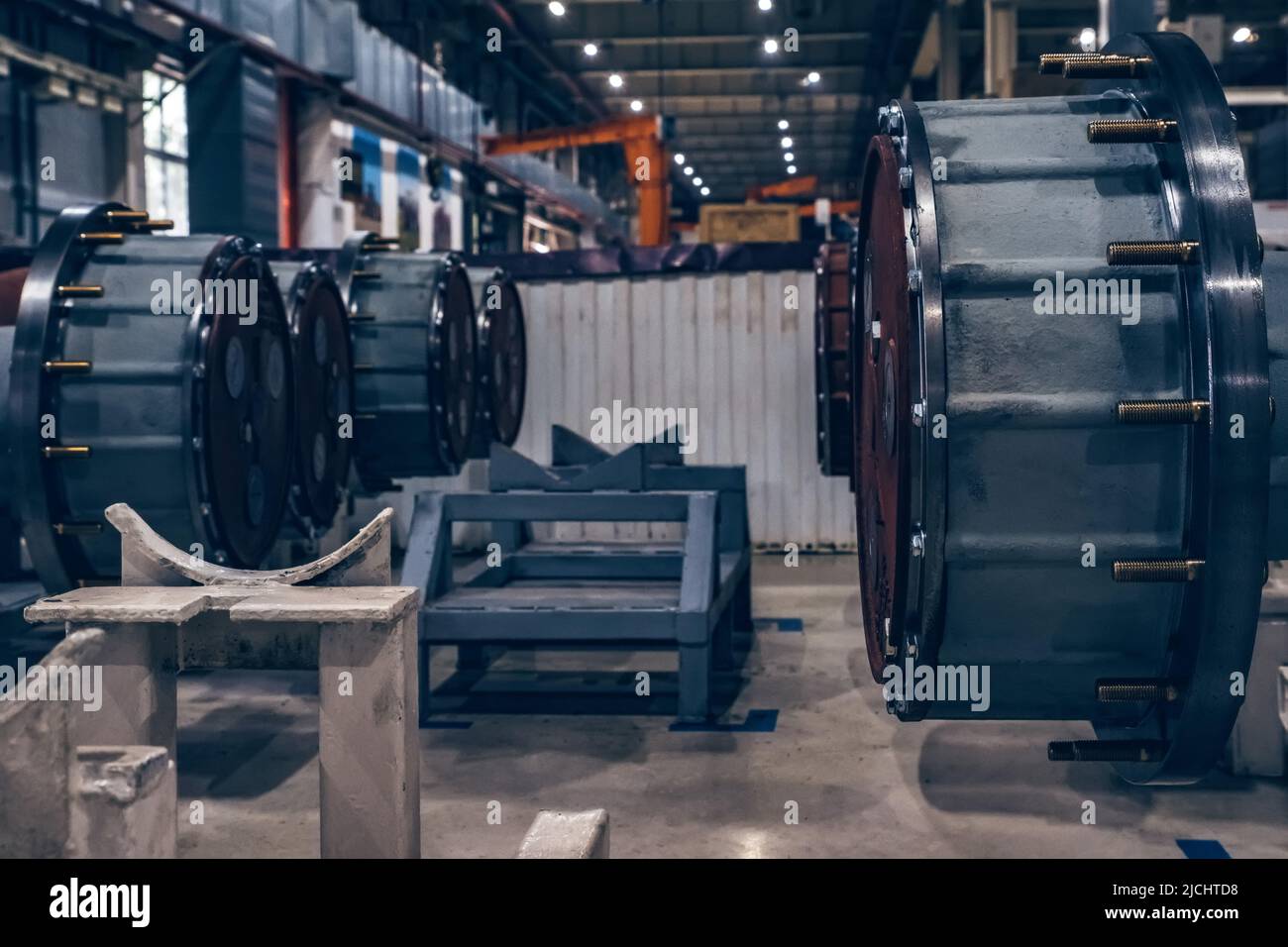 Close up disassembled tractor reduction axle on modern tractor at ...