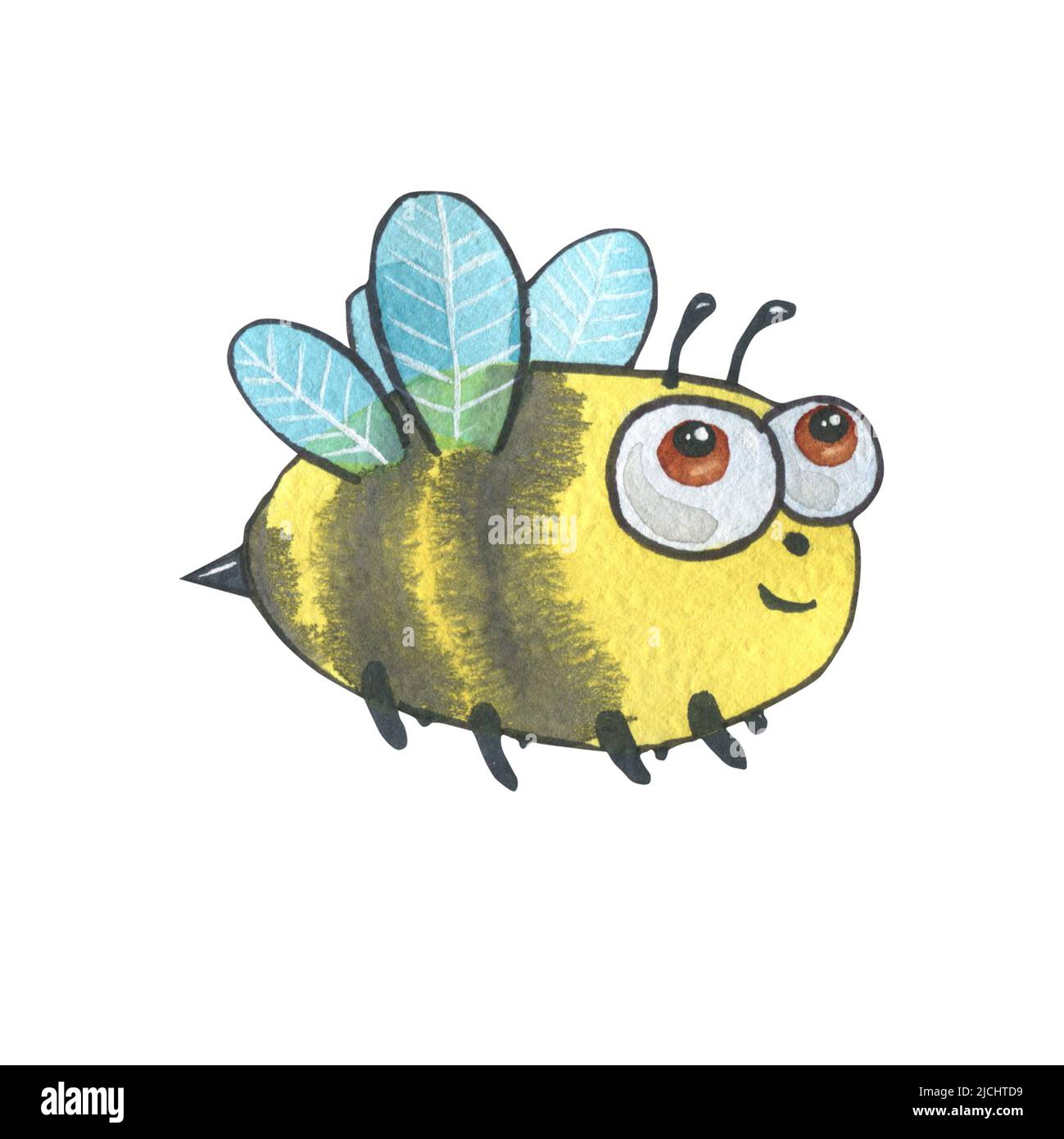 Watercolor illustration of happy Easter day. Isolated image. bee ...