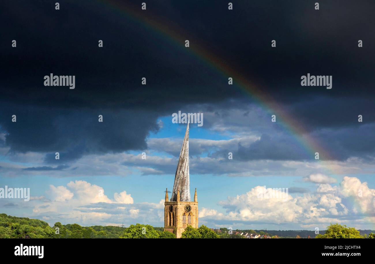 Rainbow over Church of St Mary and All Saints in Chesterfield ...
