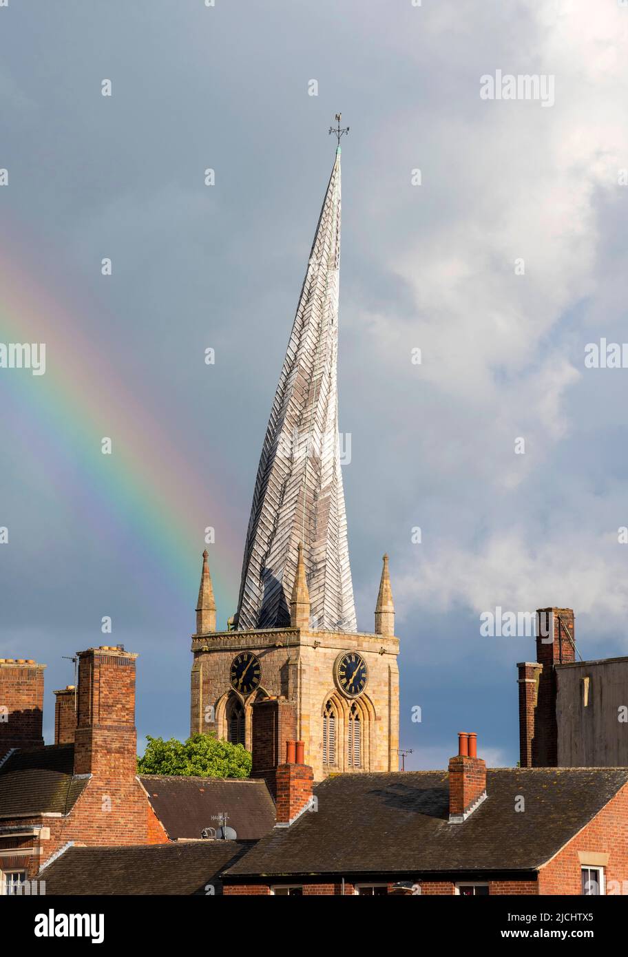 Rainbow over Church of St Mary and All Saints in Chesterfield ...