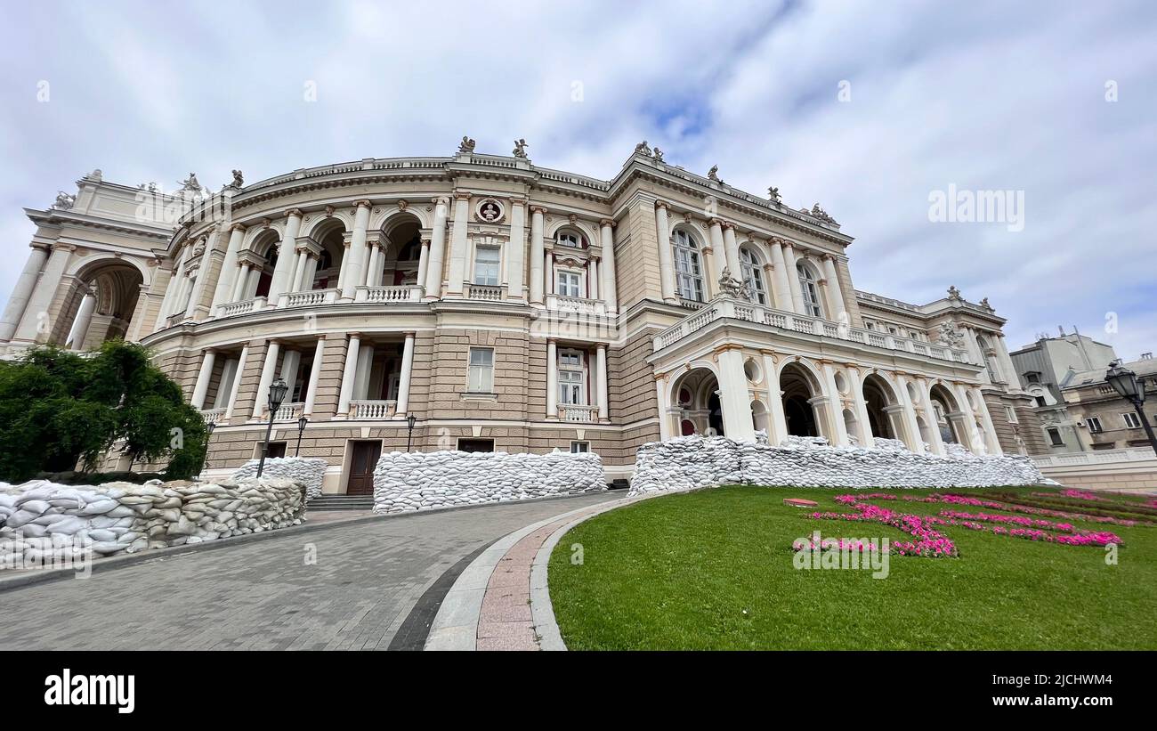 Sandbags as barricades and a shelter for shooters in front of the ...