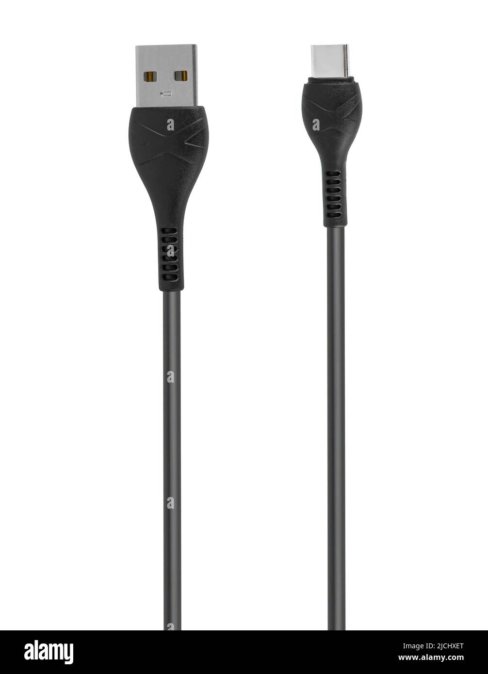 USB and Type C connector with cable on a white background, top view ...