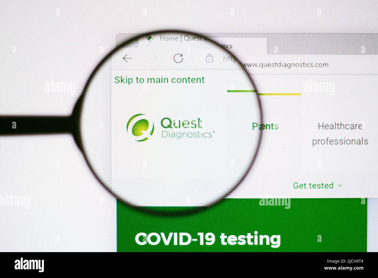 In this photo illustration, the homepage of the Quest Diagnostics ...