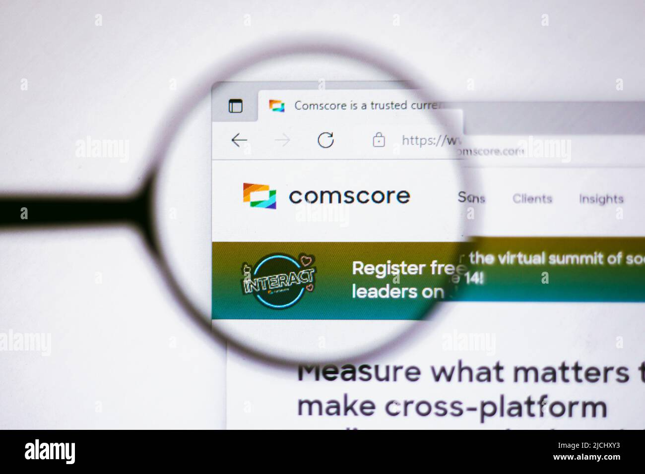 In this photo illustration, the homepage of the Comscore website seen ...