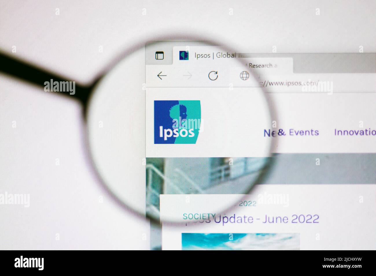 In this photo illustration, the homepage of the Ipsos Group website ...
