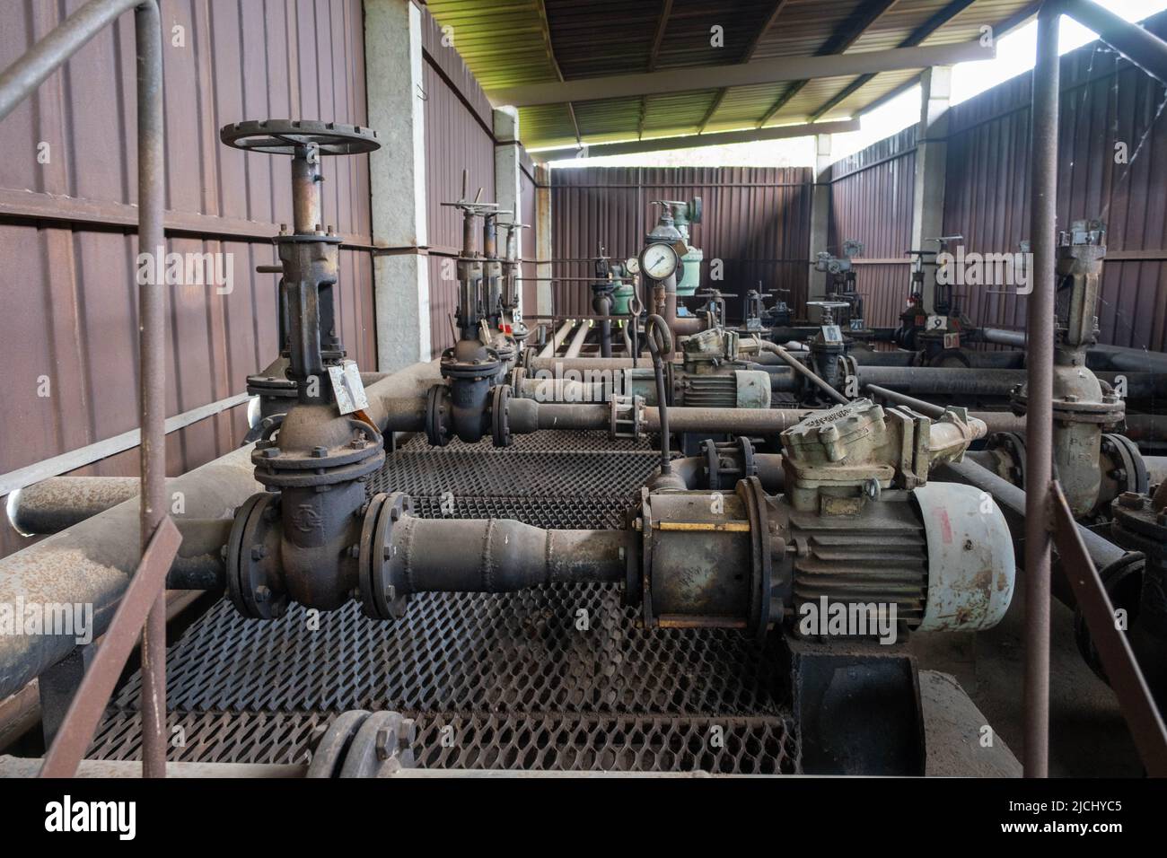 oil pumping station for further transportation of oil through pipes and ...