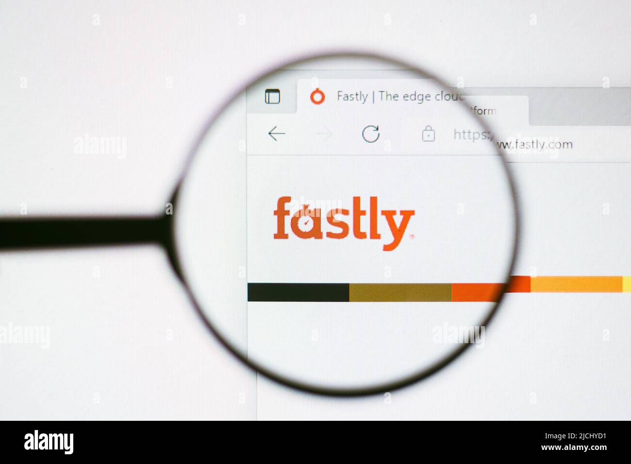 In this photo illustration, the homepage of the Fastly website seen on ...