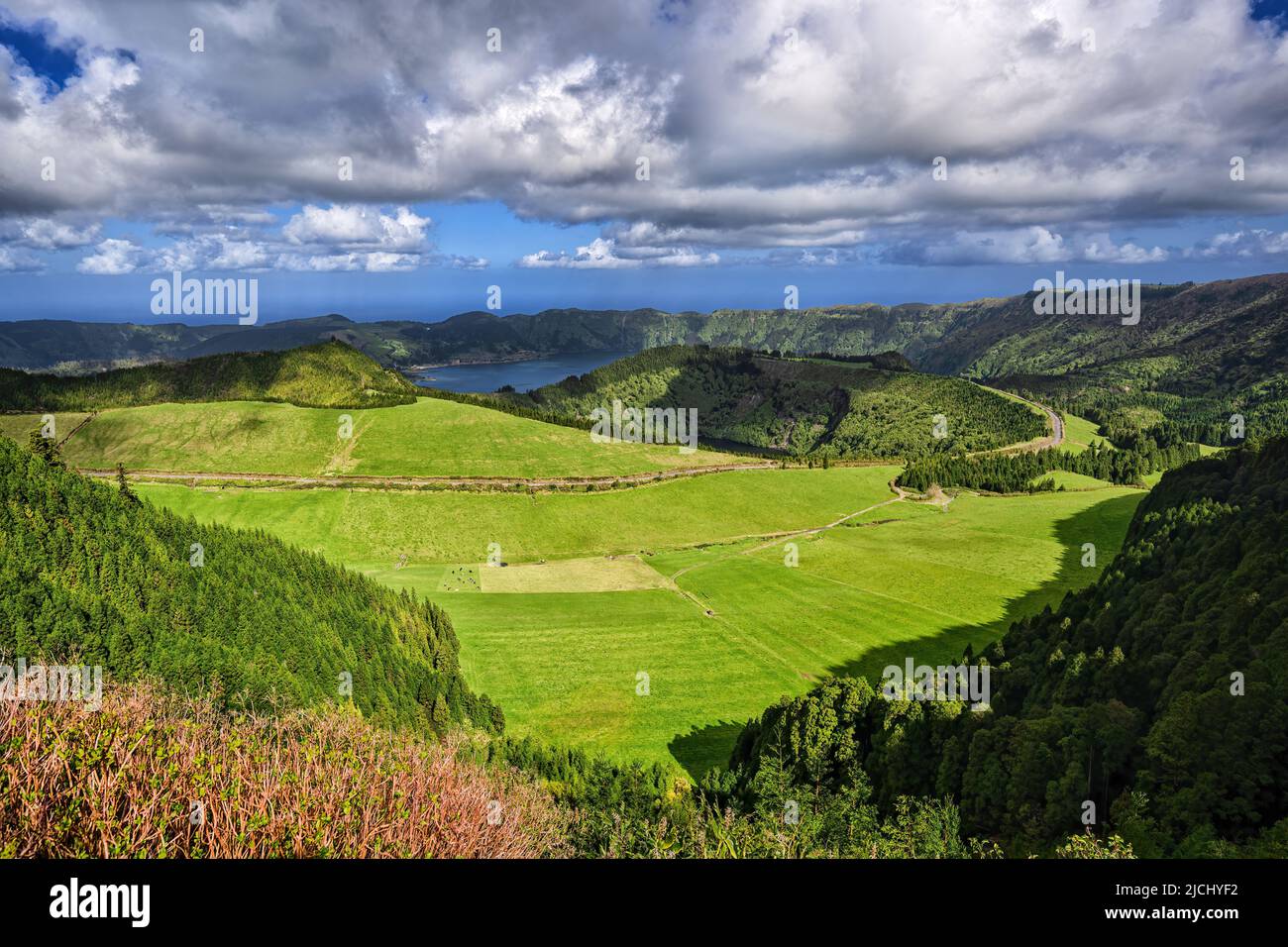 Beautiful view at Lagoa de Santiago. Azores. Sao Miguel Stock Photo - Alamy