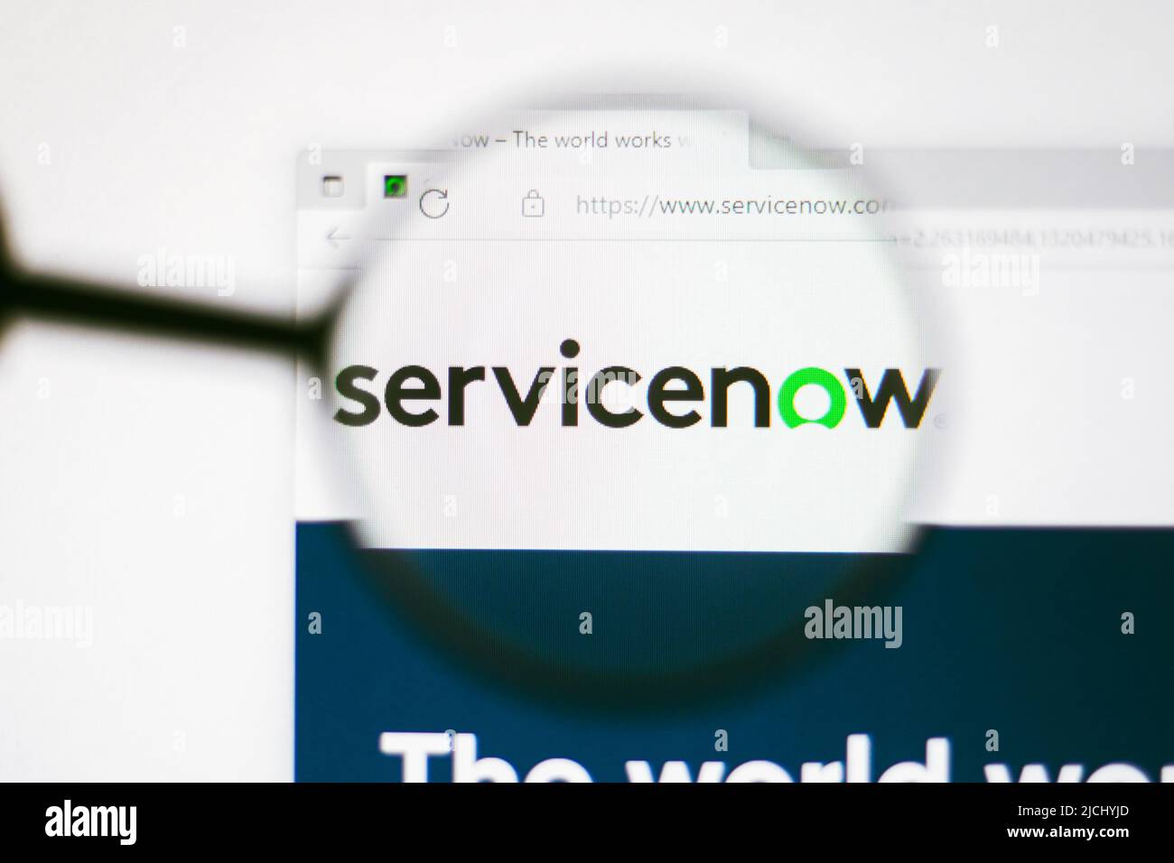 In this photo illustration, the homepage of the ServiceNow, Inc ...