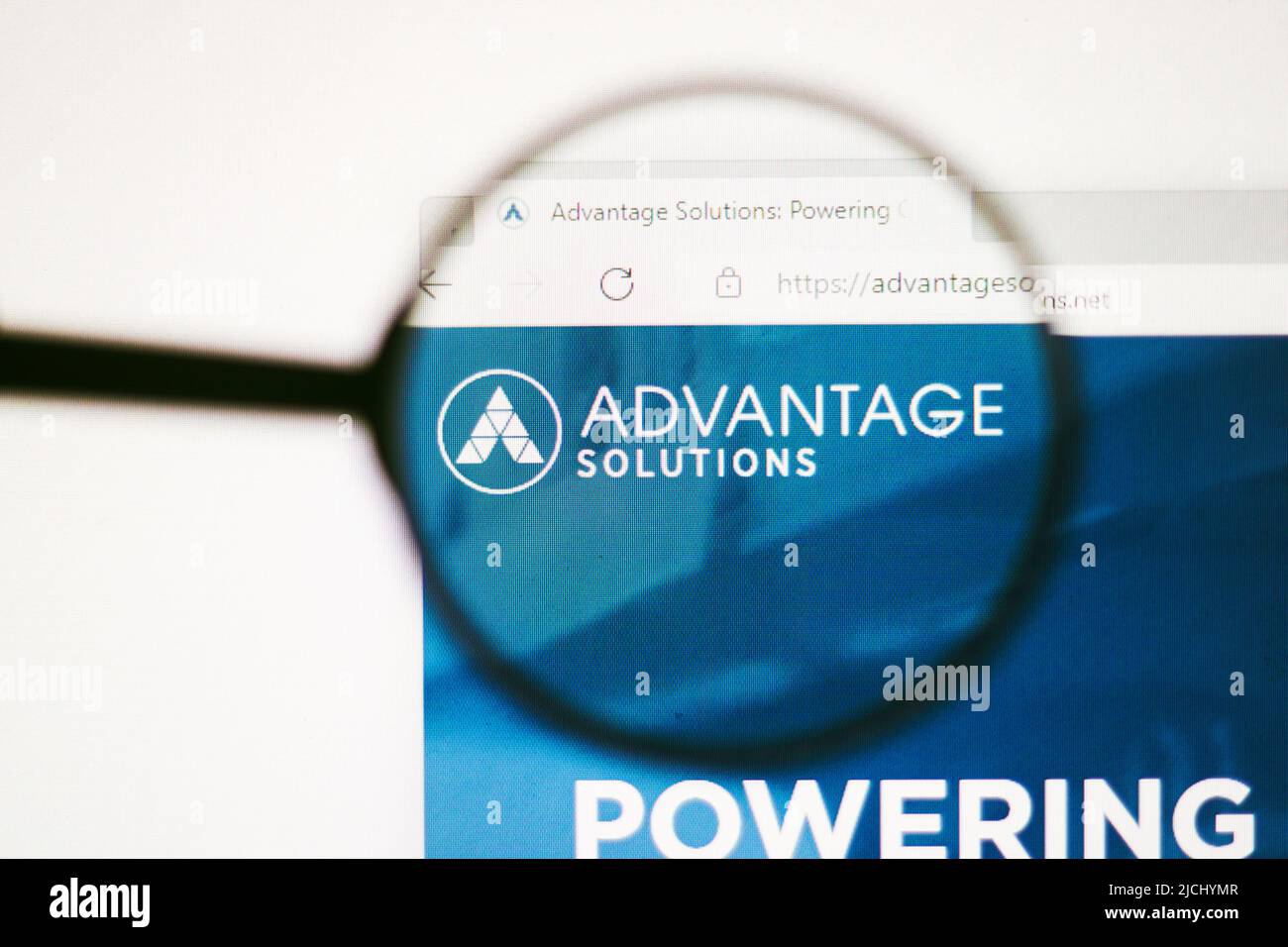 In this photo illustration, the homepage of the Advantage Solutions ...