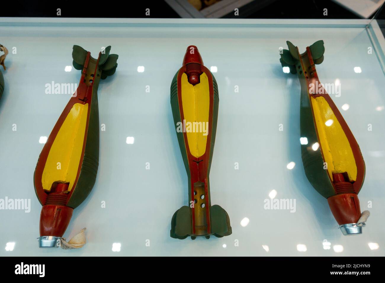 Sectional mortar shell. The internal structure of the projectile Stock ...