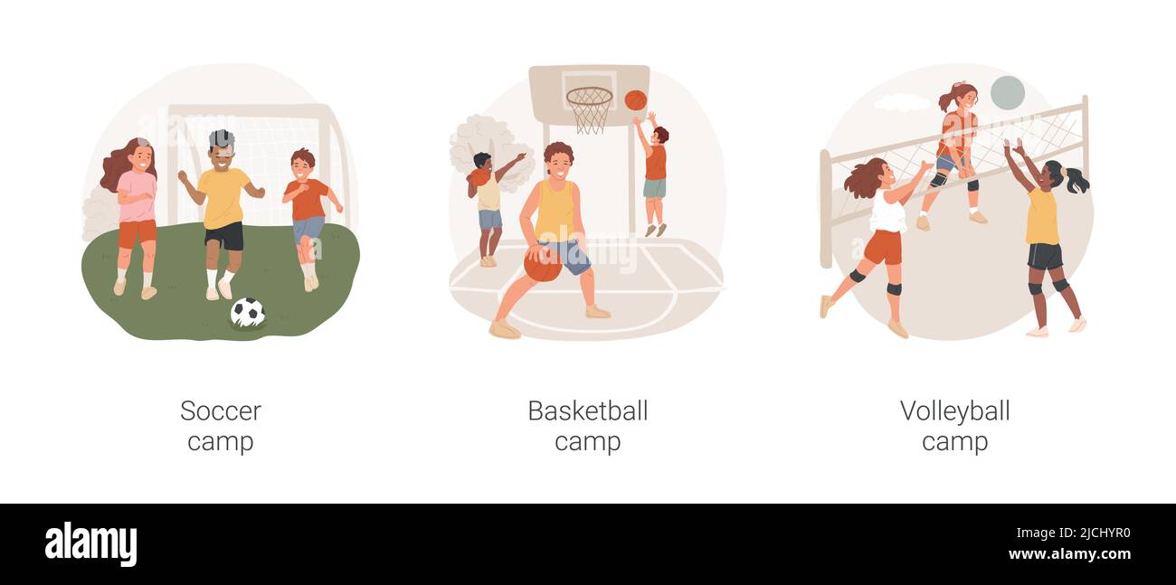 After school sport program isolated cartoon vector illustration set ...