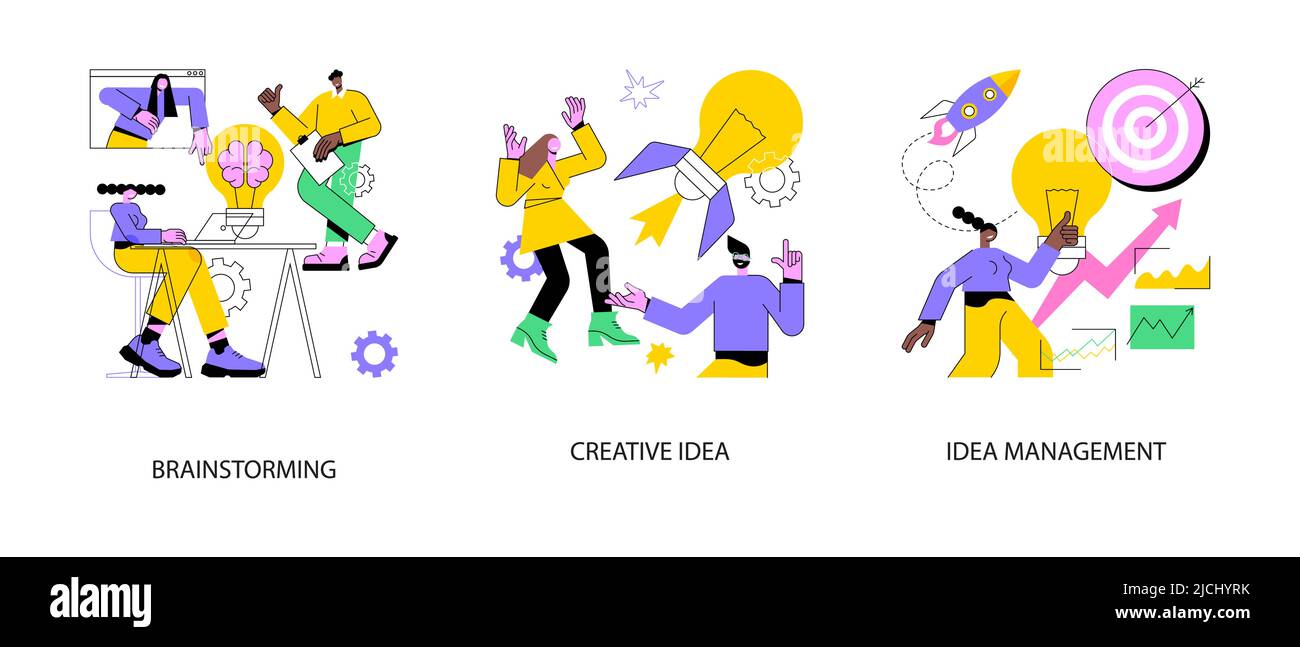 Creative thinking abstract concept vector illustration set. Team ...