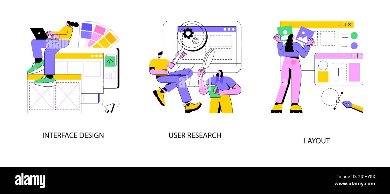 User interface development abstract concept vector illustration set ...